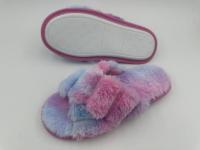 China OEM Tie Die Materials Women's Indoor Slippers With Warm Fuzzy Faux Fur Lining for sale