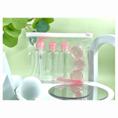 China PET Plastic Bottle and Cream Jar Travel Set for Packaging Cosmetics Skincare Products for sale
