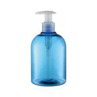 China Garden 350ml Plum Square Plastic PE Bottle with 28/410 Hand Sanitizer Lotion Pump for sale