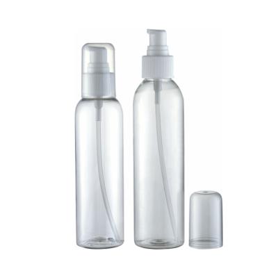 China 120ml 150ml Cosmetic Clear PET Plastic Bottle with Lotion Pump Spray in Custom Color for sale