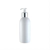 China 180ml/200ml/250ml Capacity Round Shoulder Cylinder PET Plastic Bottles with Lotion Pumps for sale
