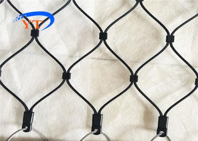 China 60x105mm Stainless Steel Rope Mesh High Tensile Black Oxidized Enclosure Fence In Zoo for sale