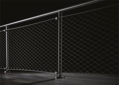 China Diamond Soft Handrails 2.0mm Ss Rope Mesh 2.4m Length Panels At Both Sides for sale