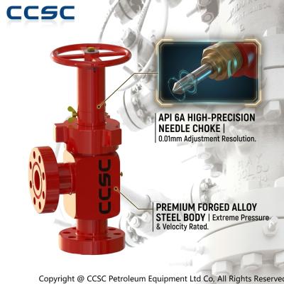 China Flanged Adjustable Needle Choke Valve API 6A 2 1/16 Inch 10000psi Forged Alloy Steel EE Trim Choke Manifold for sale