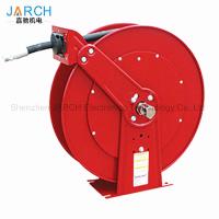 China JARCH 100 ft Heavy Duty Dual Pedestal Retractable Hose Reel with Long Life Drive Spring for Grease for sale
