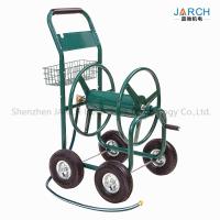 China 4 Wheel Steel Garden Hose Reel Cart 350 Feet Weather Resistant Non Slip Handle for sale