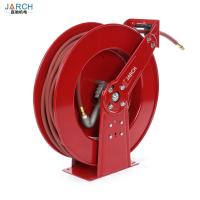 China JARCH Heavy Duty Dual Pedestal Oil Hose Reel 75 ft 1/2 in 3000 psi Spring Rewind for sale