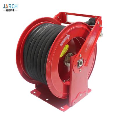 China JARCH 100 ft Heavy Duty Dual Pedestal Retractable Hose Reel with Long Life Drive Spring for Grease for sale