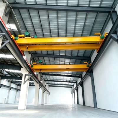China 14t energy‑saving compact layout impact resistance Double Girder Overhead Crane for spare accessory hoisting industrial warehouse material loading work for sale