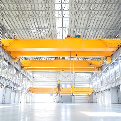China 19t low vibration stable travelling easy periodic inspection Double Girder Overhead Crane for alloy casting workpiece handling foundry plant indoor cargo lifting operations for sale
