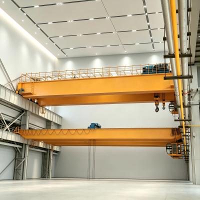 China 15t frequency conversion multi‑direction limit protection buffer device Double Girder Overhead Crane for steel workpiece hoisting metal processing factory material handling workflows for sale