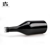 China CORK Sealing Type Custom Screen Logo Printing Black Glass 500ml 750ml Champagne Wine Bottle for sale