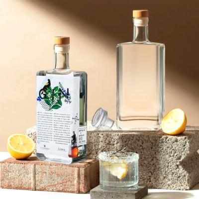 China OEM/ODM Accptable 50ml 100ml 200ml 500ml Square Wine Glass Bottle For Brandy Vodka WHISKY for sale