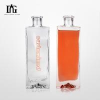 China Glass Collar Custom Engraved Clear Liquor Wine Bottle 500ml 700ml Gold Cork Juice for sale