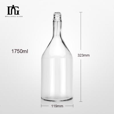 China Custom Luxury Gin Whiskey Vodka 1.75L Clear Glass Bottle with Screw Cap and Engraving for sale