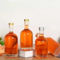 China Flint Glass Matte Black 500ml/700ml/750ml Empty Round Vodka Spirit Whisky Gin Liquor Bottle with Cork for sale