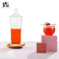 China Glass Collar Wine Brandy Vodka Clear Reusable Miniature Liquor Bottle 500ml 750ml for sale