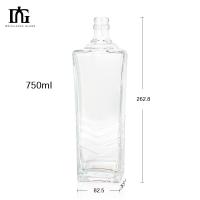 China Glass Collar Wine Brandy Vodka Clear Reusable Miniature Liquor Bottle 500ml 750ml for sale