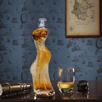 China Silk Screen Printed 160ml Capacity Mini Rum Whisky Gin Glass Bottle for Woman Body Shape for sale