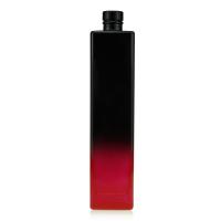 China Liquor Bottle Black Red Painting 750ml Square Glass Juice Bottle Beverage Cork Mini Wine for sale