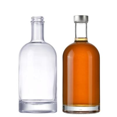 China Glass Collar Clear Nordic Bottle for Vodka Liquor Gin Rum Tequila Whiskey Brandy Spirit for sale