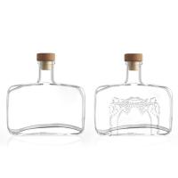 China Engraved Clear 360ml 500ml Gin Rum Vodka Wine Liquor Glass Bottle with Acceptable Logo for sale