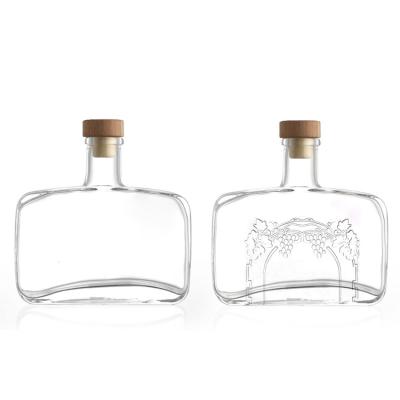 China Engraved Clear 360ml 500ml Gin Rum Vodka Wine Liquor Glass Bottle with Acceptable Logo for sale