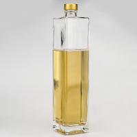China Electroplating 750ml Gold Cork Top Rectangle Vodka Wine Glass Bottles for Liquors for sale