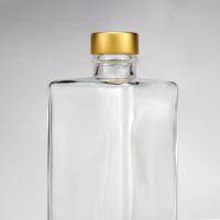 China Electroplating 750ml Gold Cork Top Rectangle Vodka Wine Glass Bottles for Liquors for sale