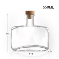 China Engraved Clear 360ml 500ml Gin Rum Vodka Wine Liquor Glass Bottle with Acceptable Logo for sale