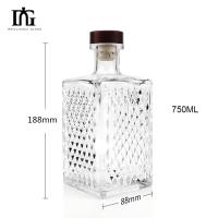 China Exquisite Style Square Gold Wine Vodka Agave Glass Bottle Sale Acceptable for OEM/ODM for sale