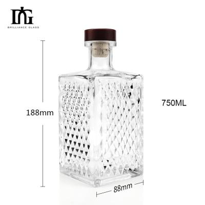 China Exquisite Style Square Gold Wine Vodka Agave Glass Bottle Sale Acceptable for OEM/ODM for sale