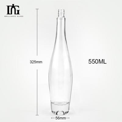China 550ml Glass Bottle for Whisky Brandy Vodka OEM/ODM Acceptable and Engraving Surface Handling for sale