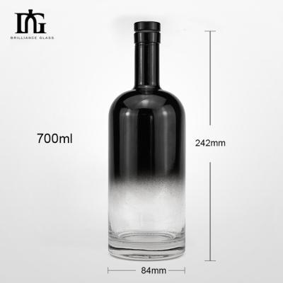 China Glass Collar Gradient Half Spray Short Round Vodka Bottle with Cork Sealing Type for sale