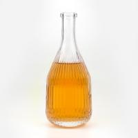 China 375ml 450ml Ice Wine Bottles Glass Container With Cork for Beverages and Curvy Pattern for sale