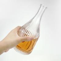 China 375ml 450ml Ice Wine Bottles Glass Container With Cork for Beverages and Curvy Pattern for sale