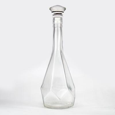 China Vodka 500ml Blue Glass Whiskey Spirit Bottle with Cork and Screw Cap for sale