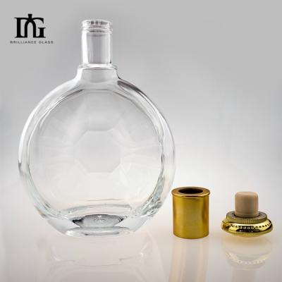China Glass Collar Material Custom Moon Shape 700ml Rum Bottle for Liquors and Beverages for sale