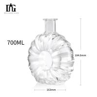 China Glass Collar Material Custom Moon Shape 700ml Rum Bottle for Liquors and Beverages for sale