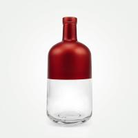 China OEM/ODM Acceptable Half Clear and Matte Black 750ml Gin Liquor Bottle with Cork Cap for sale