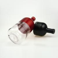 China OEM/ODM Acceptable Half Clear and Matte Black 750ml Gin Liquor Bottle with Cork Cap for sale
