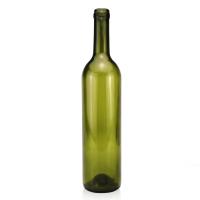 China 750ml Prime Color Glass Bottle for Red Wine Spirits Round Shape Green Color Cork Screw Cap for sale