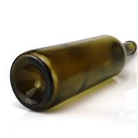 China 750ml Prime Color Glass Bottle for Red Wine Spirits Round Shape Green Color Cork Screw Cap for sale