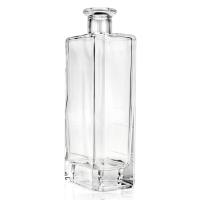 China Sleek Square Design 700ml Glass Bottle for Vodka Whisky Rum Gin Beverage Wine Spirits for sale