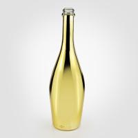 China 750ml Electroplating Gold Color Champagne Glass Bottle With Cork for Beverage Industrial for sale