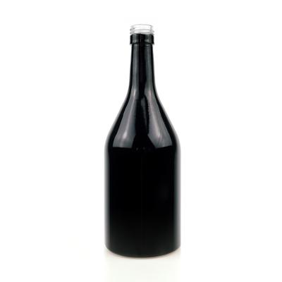 China Empty Black Painting Glass Bottle for Whiskey Vodka 500ml 1.75L Screw Cap Bottle for sale