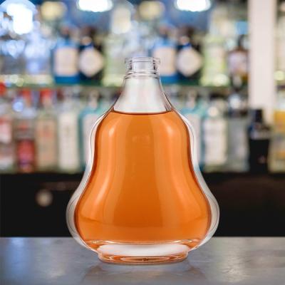 China Acid Etch Surface Handling 500ml Clear Glass Bottle for Vodka Brandy Whiskey for sale
