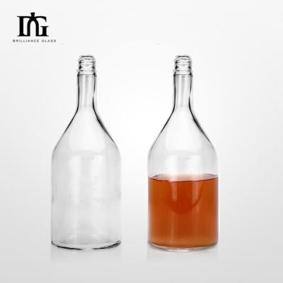 China Customized Logo Accepted 1750ml Frosted Glass Vodka Bottle for Empty Cylinder Wine for sale