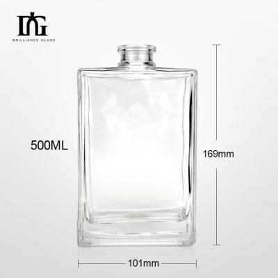 China 500ml Square Glass Bottle With Cork Stopper And Screw Cap For Limited Edition Liquor for sale