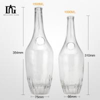 China Logo Glass Bottle With Cork for 1000ml 1500ml Juice Wine Spirit Liquor Whisky Vodka for sale